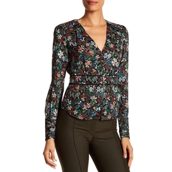 Veronica Beard | Tops | Veronica Beard Ripley Ruched Floral Flower Silk ...